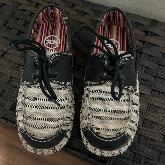 Tony Lama | Shoes | Womens Tony Lama Black And Cream Boat Shoes | Poshmark